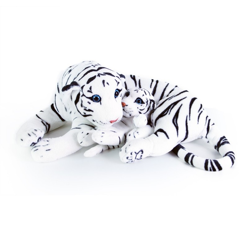 Plyšový biely tiger s mláďaťom - ležiaci - 40 cm - Rappa - NAAU SK