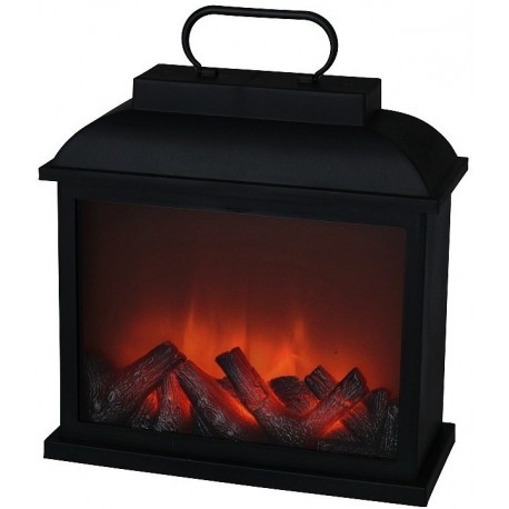 Moderný krb s LED imitáciou plameňa v podobe lucerny - 30 x 30 cm ...